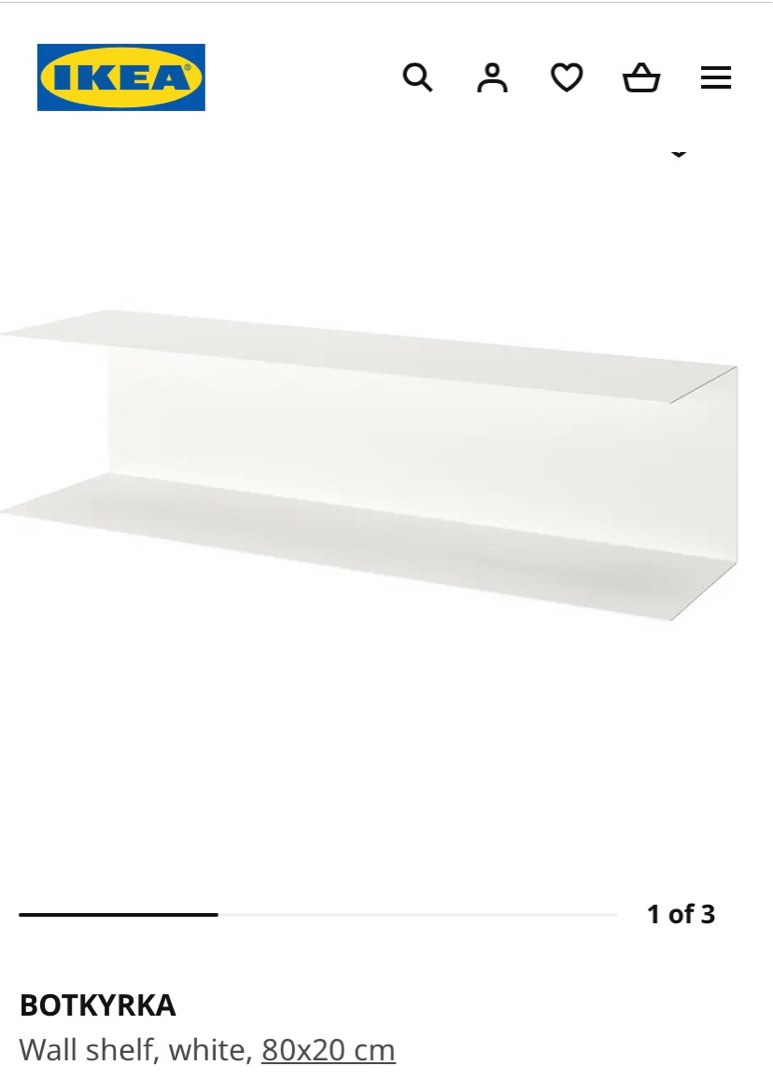 Ikea Botkyrka steel minimalist wall shelf, Furniture & Home Living ...