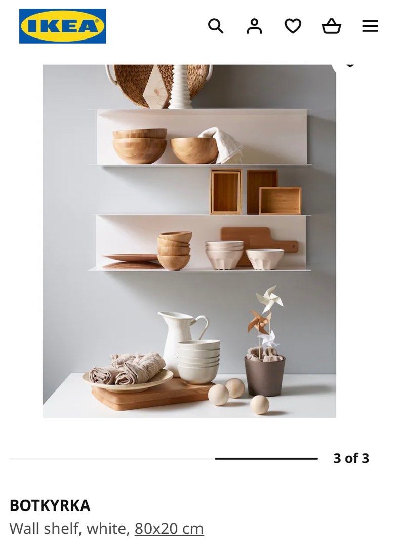 Ikea Botkyrka steel minimalist wall shelf, Furniture & Home Living ...