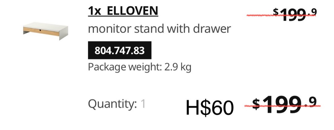 IKEA Elloven monitor stand with drawer, 電腦＆科技, 電腦周邊及配件, 其他 - Carousell
