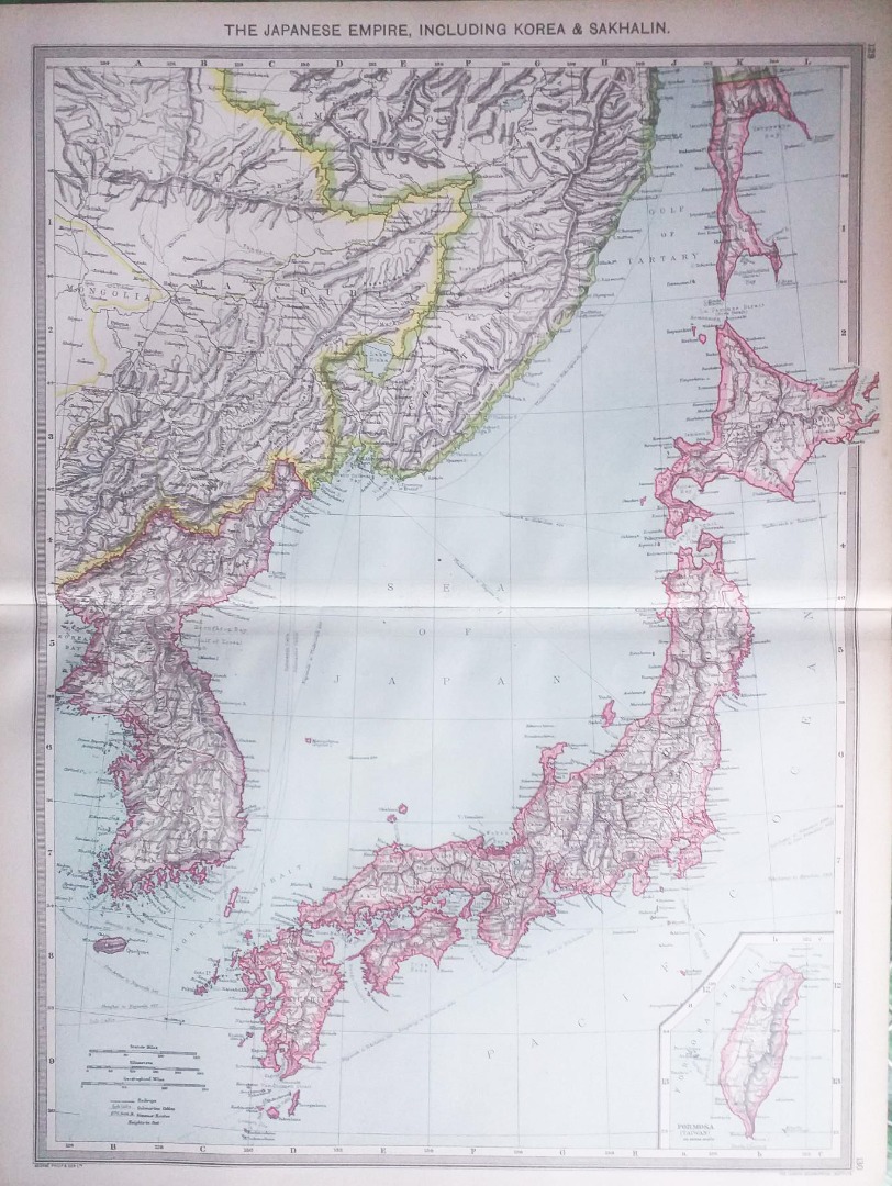 JAPANESE EMPIRE - KOREA - Manchuria - Formosa 1906 Original Antique Map ...