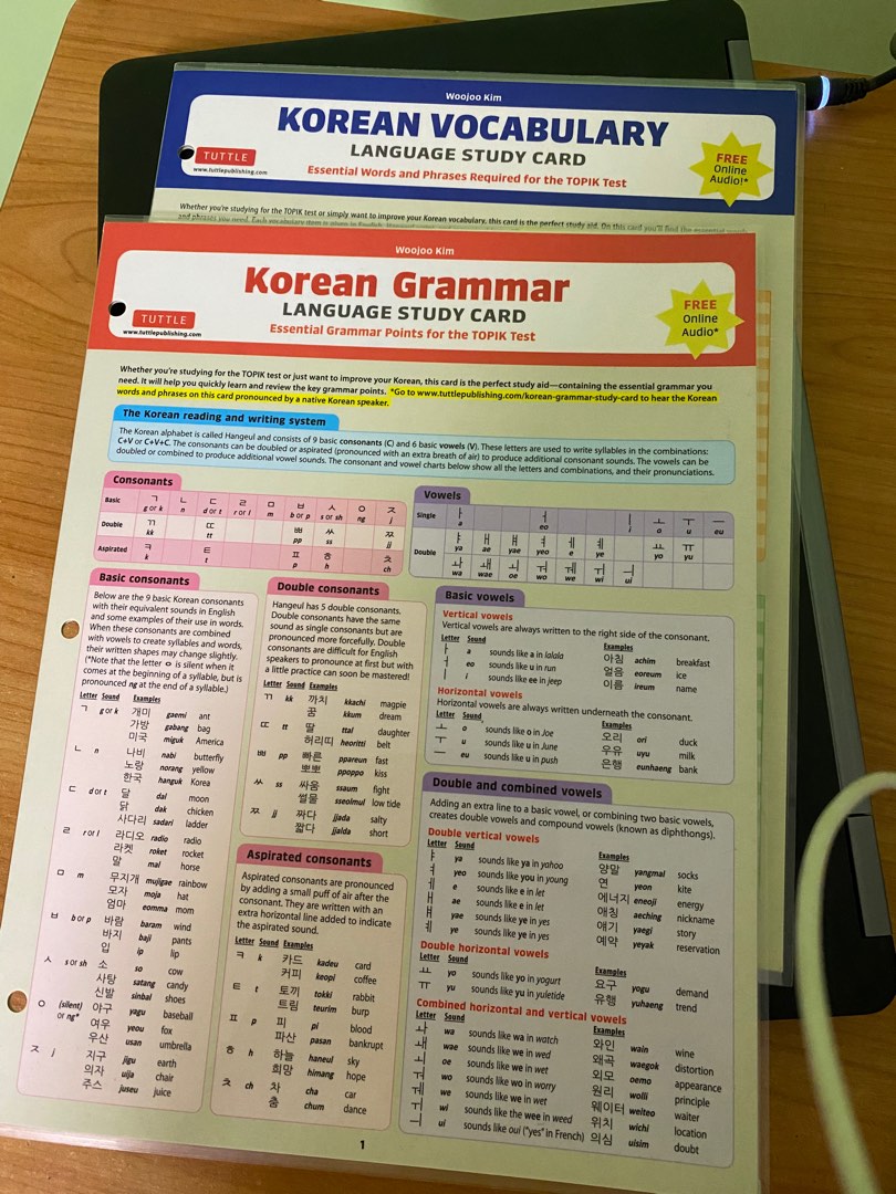 Korean Vocabulary & Grammar study card, Hobbies & Toys, Books ...