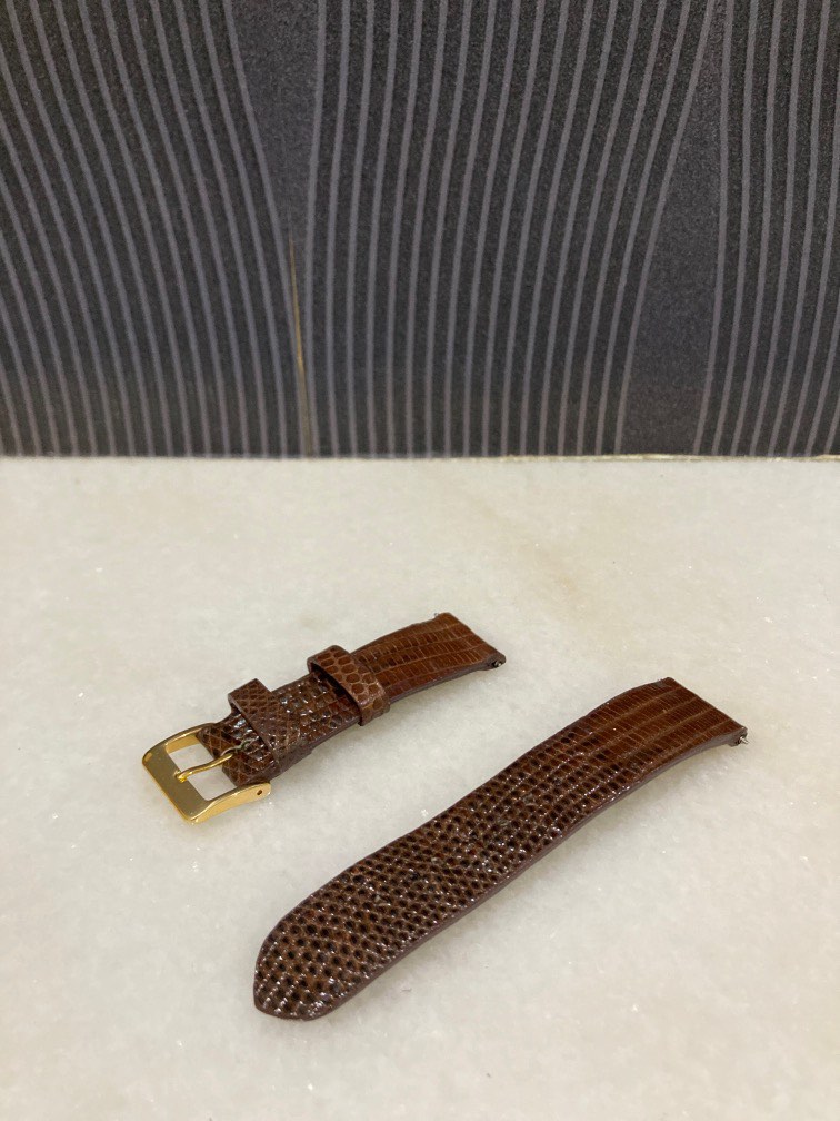 Lizard Skin Watch Strap Brown, Fesyen Pria, Jam Tangan di Carousell