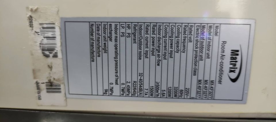 MATRIX SPLIT TYPE AIRCON, TV & Home Appliances, Air Conditioning and ...