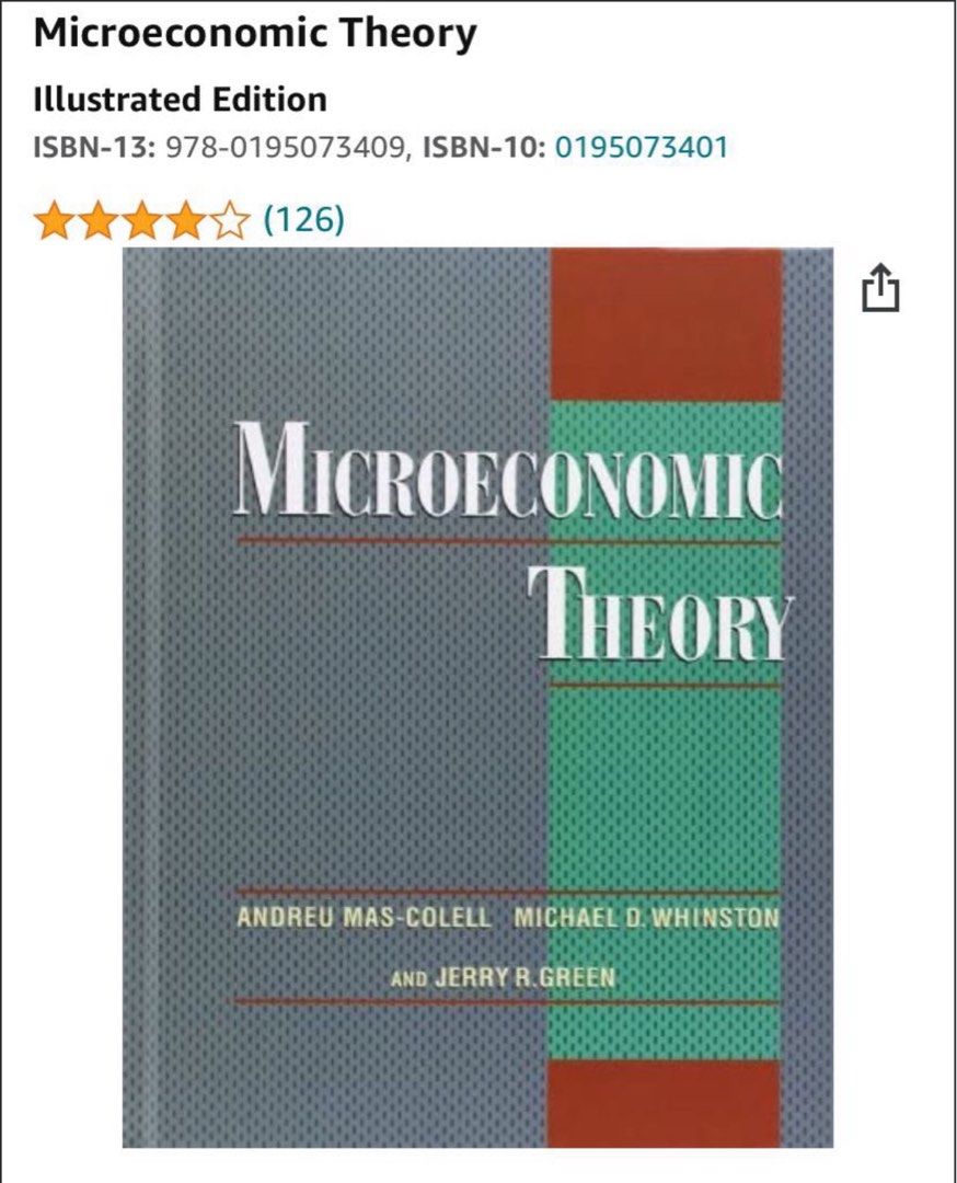 Microeconomic Theory, Hobbies & Toys, Books & Magazines, Textbooks on ...