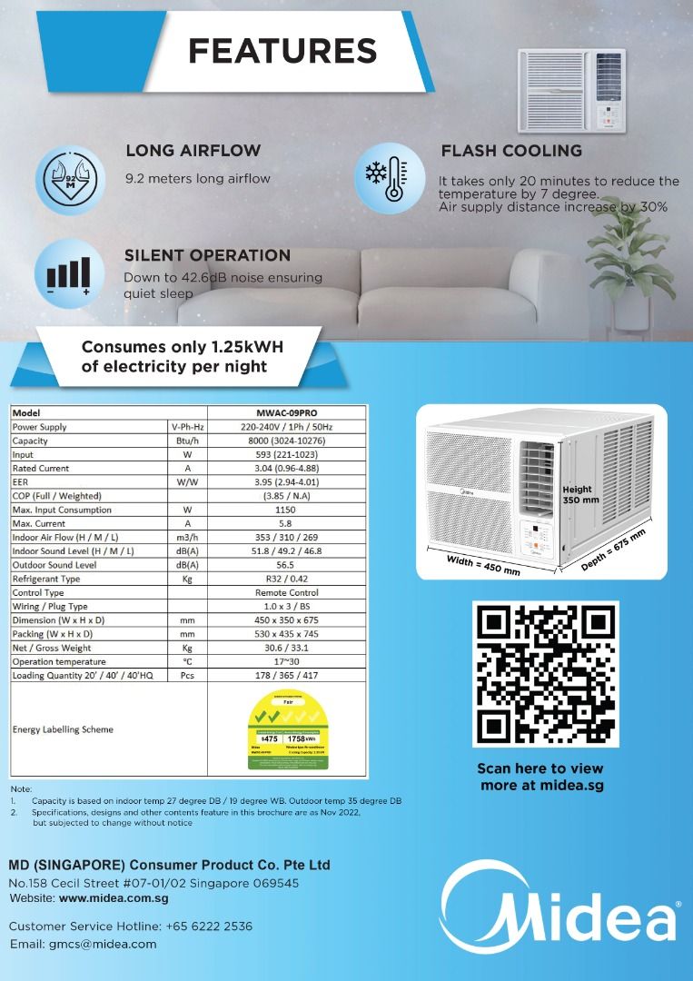 Midea Inverter Window AirCon with Remote 8000btu MWAC09PRO | MWAC-09PRO ...