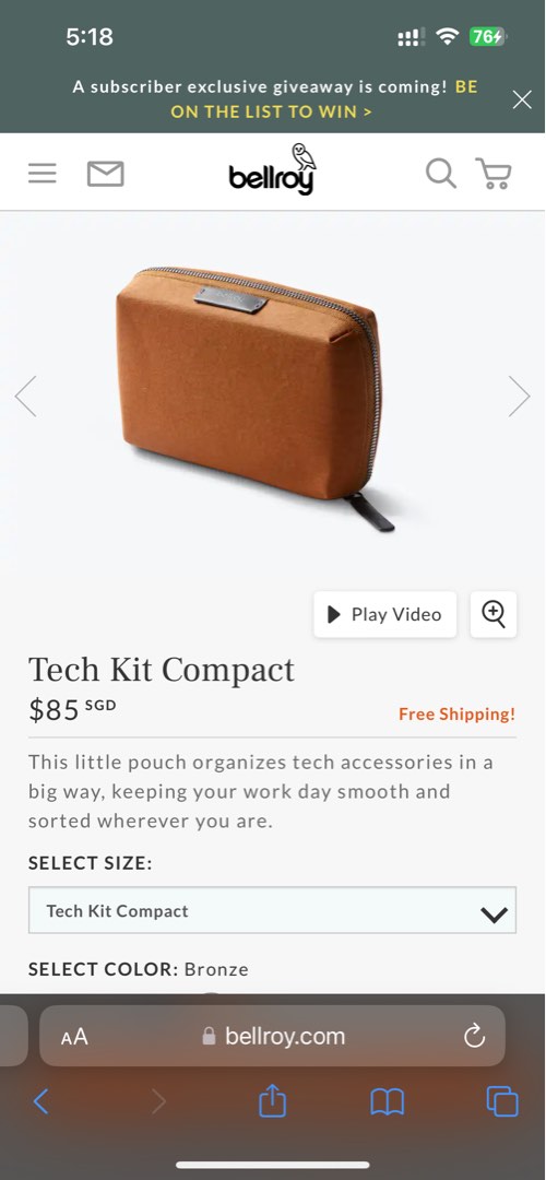 New Bellroy tech kit compact - bronze, Photography, Photography ...