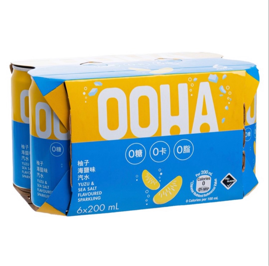 OOHA YUZU & SEA SALT FLAVORED SPARKLING BEVERAGE MINI CAN 200MLX6, 嘢食 ...
