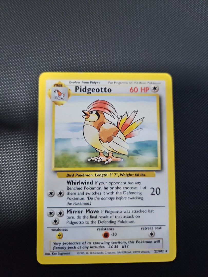 Pokemon WOTC Base Set Pidgeotto Rare 22/102 card, Hobbies & Toys, Toys ...