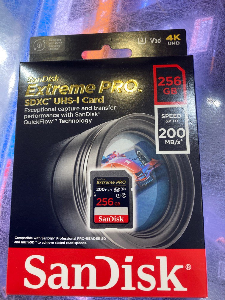 Sandisk extreme pro 256gb SD card 200mb/s, 電腦＆科技, 電腦周邊及配件, 硬碟及儲存器 ...