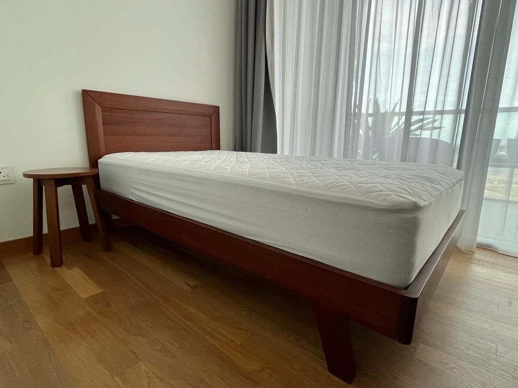 Scanteak Super Single Bed Frame with Magic Coil Mattress (Like New ...