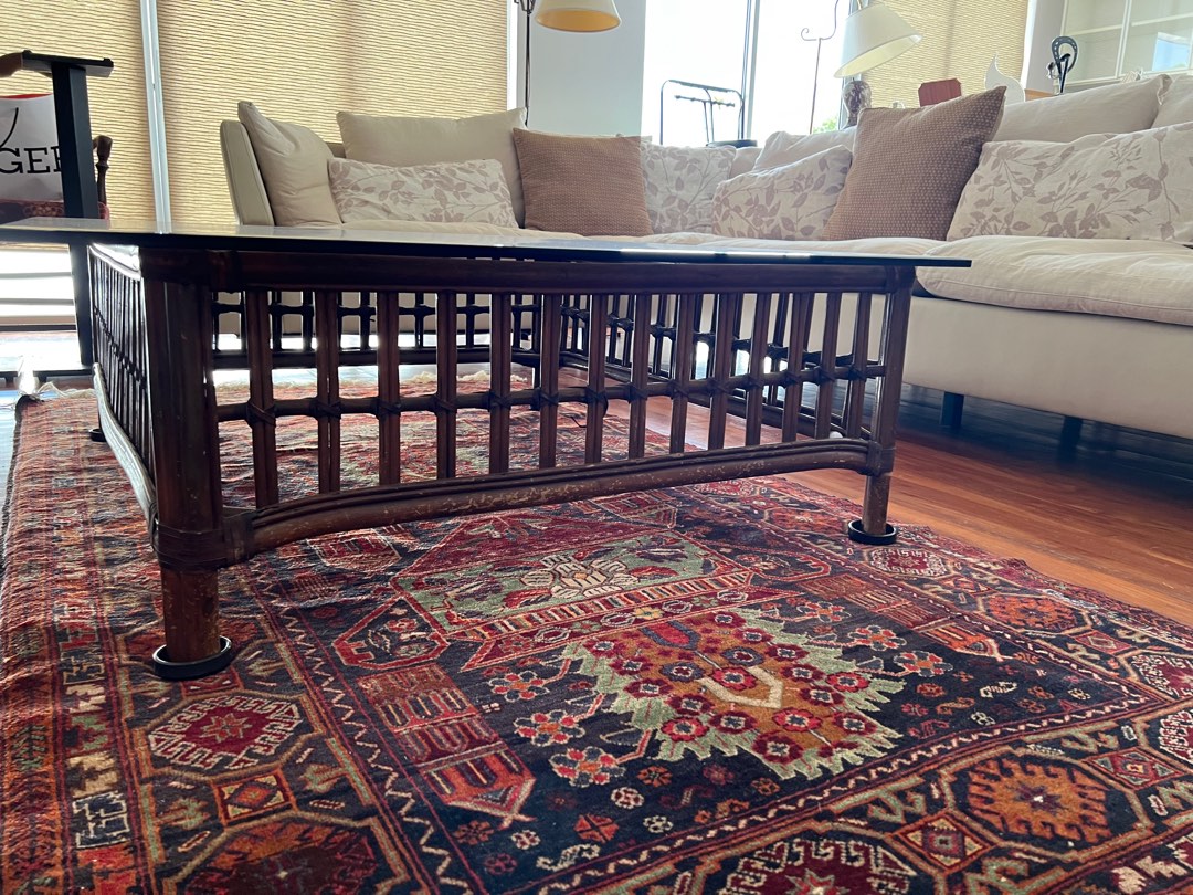 Square Cane coffee table w tinted glass top, Furniture & Home Living ...