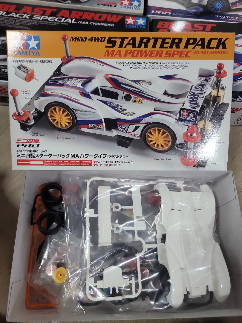 Tamiya 18647 1/32 Mini 4WD Starter Pack MA Power Spec (Blast Arrow), 興趣 ...