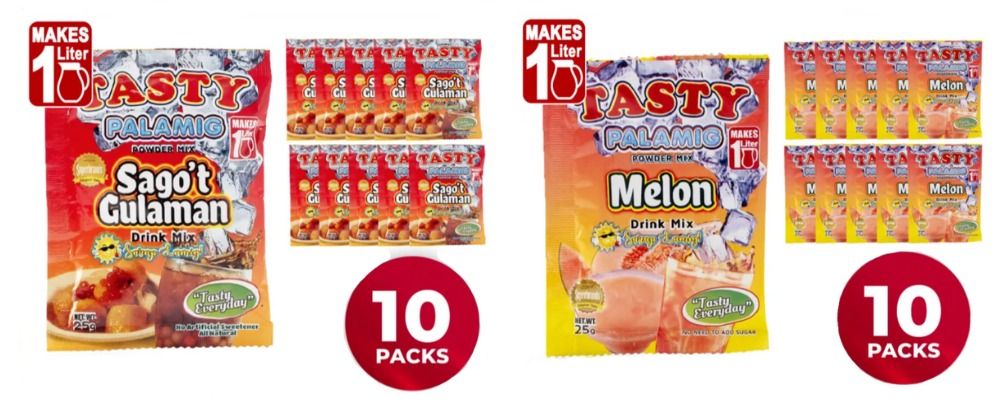 ⚜️Tasty Palamig Litro Melon & Sago't Gulaman x 20 packs (10 sachets ...
