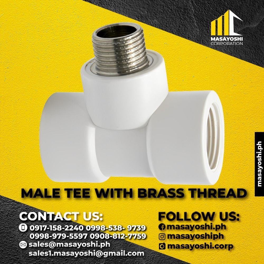 threaded male tee with brass, piping, pipe works, fittings, coupling ...