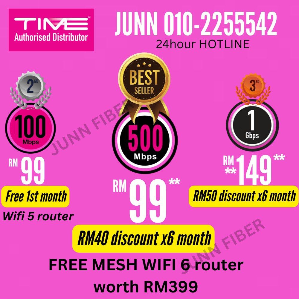 TIME FIBER 500mbps RM99, Services, Others on Carousell