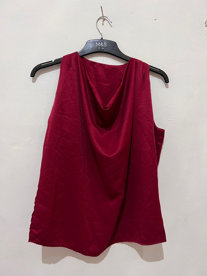 Top satin, atasan satin wanita, Fesyen Wanita, Pakaian Wanita, Atasan di Carousell