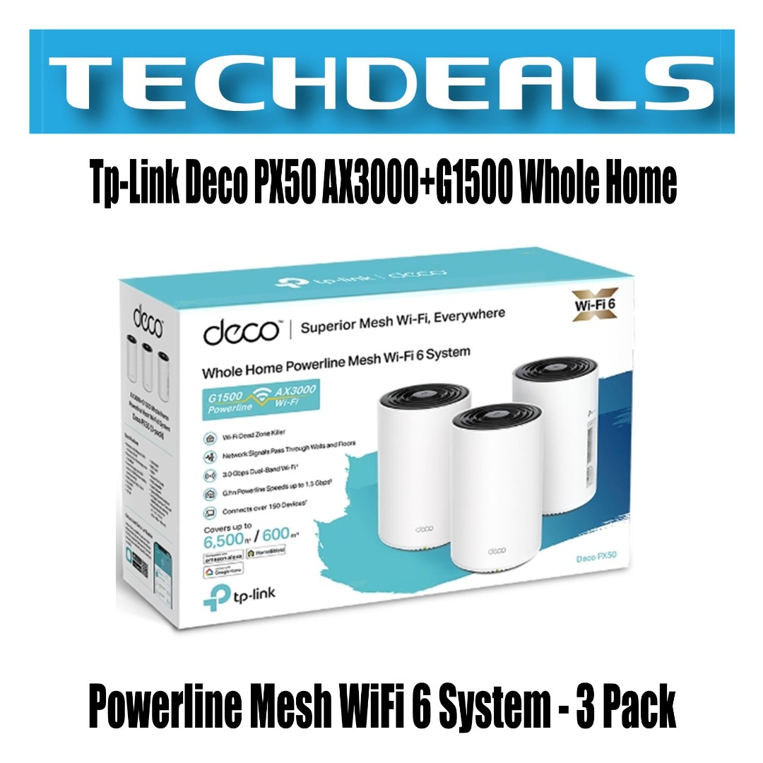 Tp-Link Deco PX50 AX3000+G1500 Whole Home Powerline Mesh WiFi 6 System ...