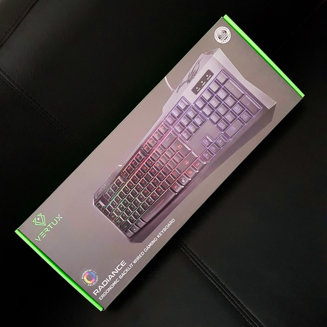 Vertux Radiance Ergonomic Backlit Wired Gaming Keyboard, Computers ...