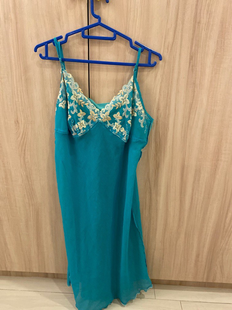 Vintage Turquoise Slip dress, Women's Fashion, Dresses & Sets, Dresses ...