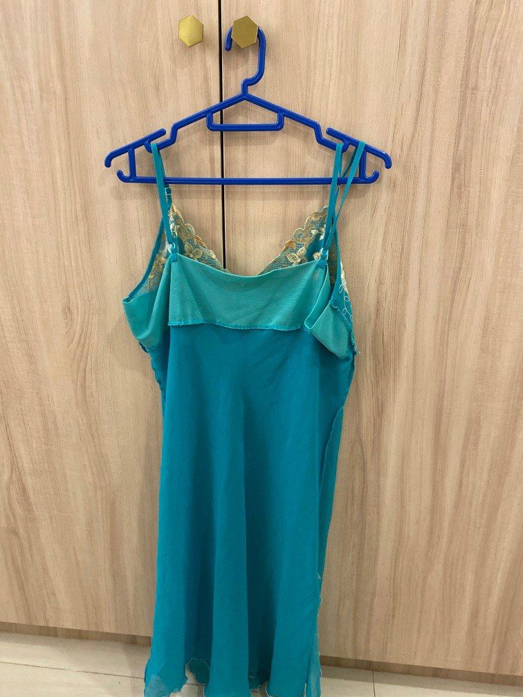Vintage Turquoise Slip dress, Women's Fashion, Dresses & Sets, Dresses ...