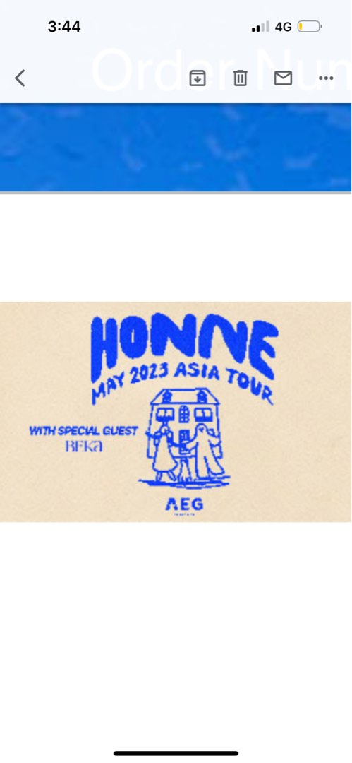 WTS First Row Middle Seat CAT 1 HONNE Ticket, Tickets & Vouchers, Event ...