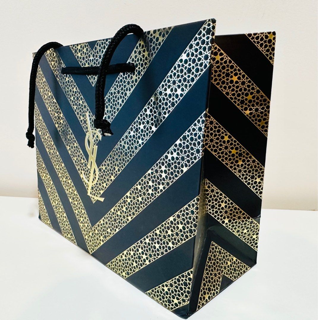 YSL Paper Bag (Black in Gold color design ), Women's Fashion, Jewelry ...