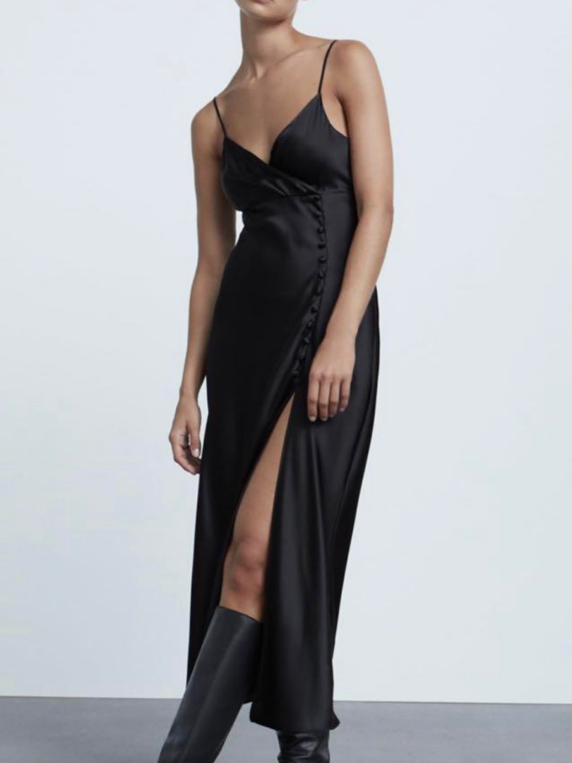 ZARA SATIN DRESS, Women's Fashion, Dresses & Sets, Dresses on Carousell