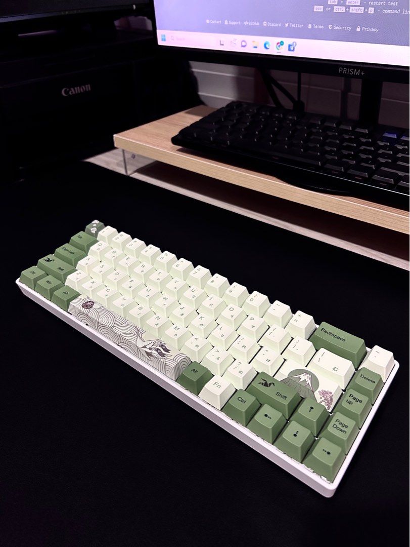 65% custom mechanical keyboard (Matcha Mount Fuji keycaps), Computers ...