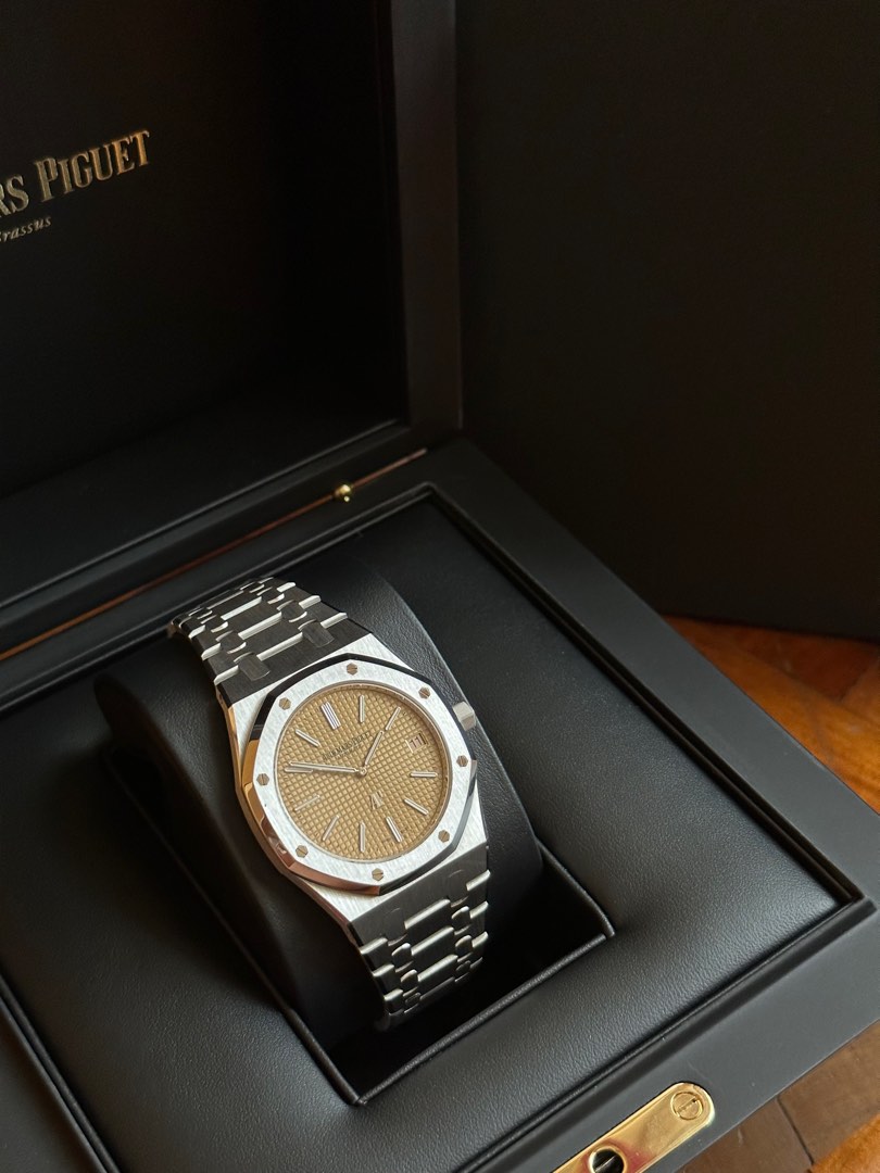 Audemars Piguet 15202BC Royal Oak Jumbo White Gold Salmon Dial, Luxury ...