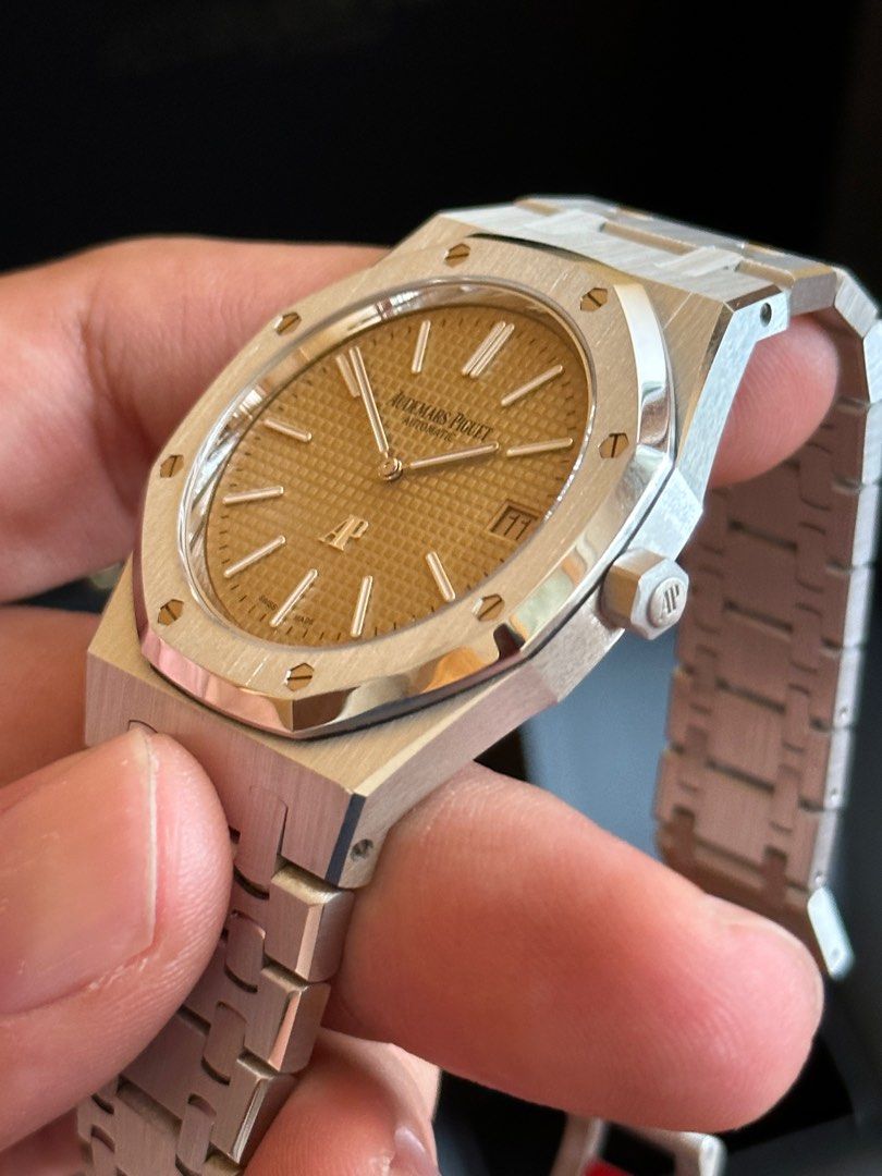 Audemars Piguet 15202BC Royal Oak Jumbo White Gold Salmon Dial, Luxury ...