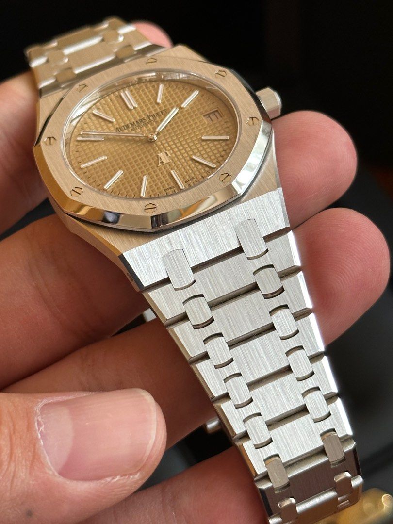 Audemars Piguet 15202BC Royal Oak Jumbo White Gold Salmon Dial, Luxury ...