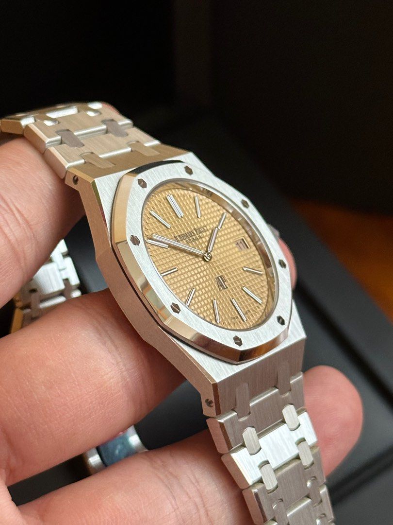 Audemars Piguet 15202BC Royal Oak Jumbo White Gold Salmon Dial, Luxury ...