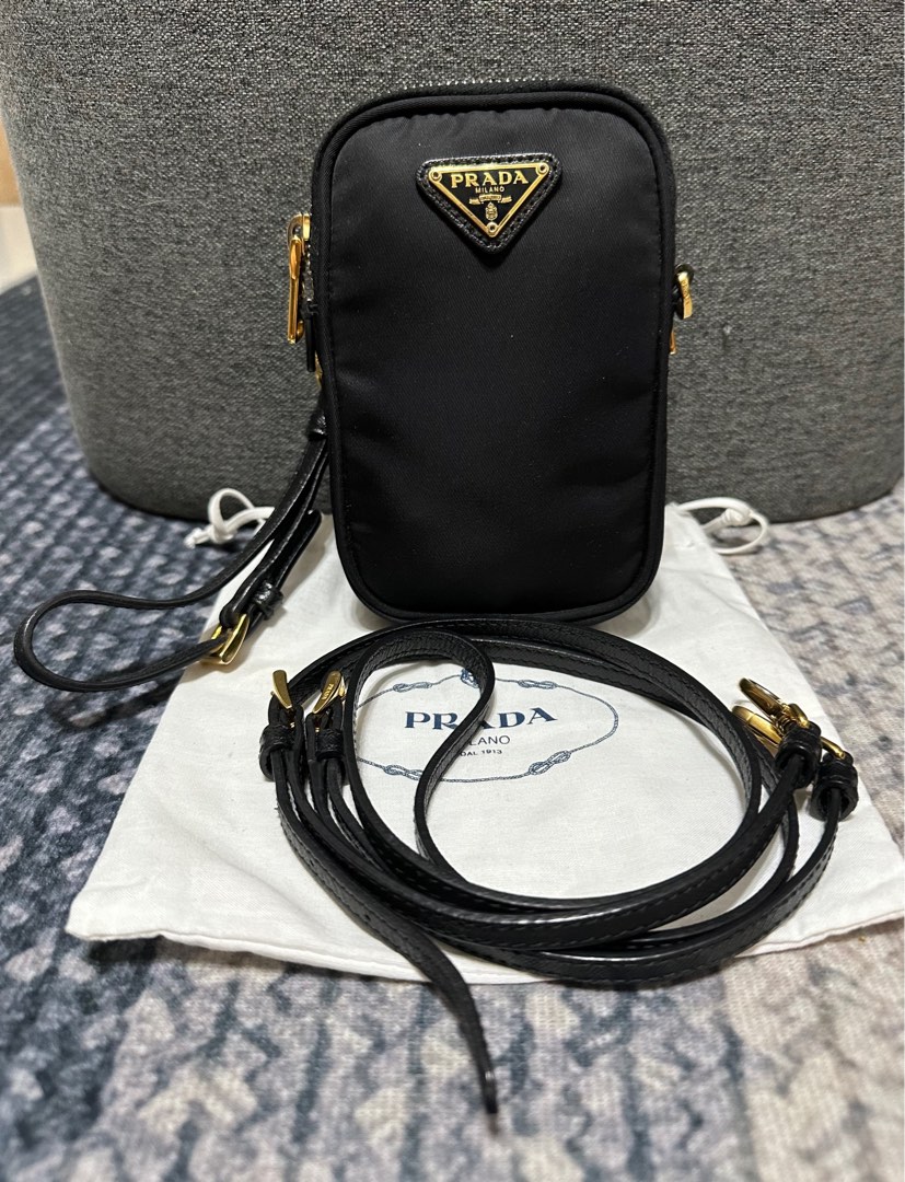 Authentic Prada Mini Nylon Wrislet/Pouch/Sling Bag, Luxury, Bags ...