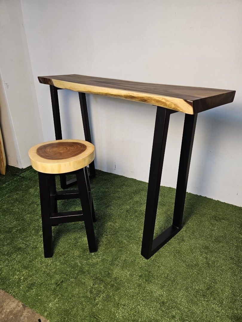 Bar / high solid suar wood slab table, Furniture & Home Living ...
