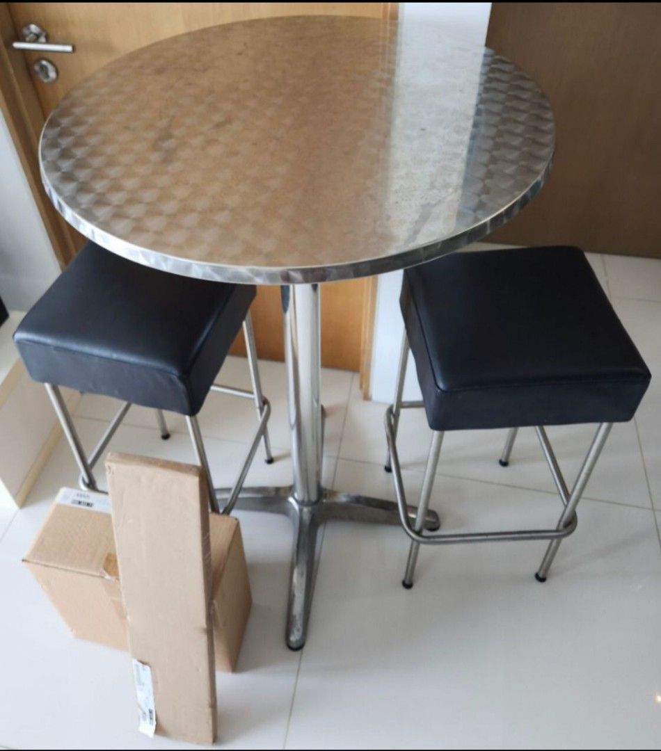 Bar table + 3 high stools, Furniture & Home Living, Furniture, Tables ...