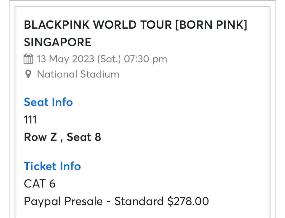 Blackpink World Tour (BORN PINK) Singapore, Tickets & Vouchers, Event ...