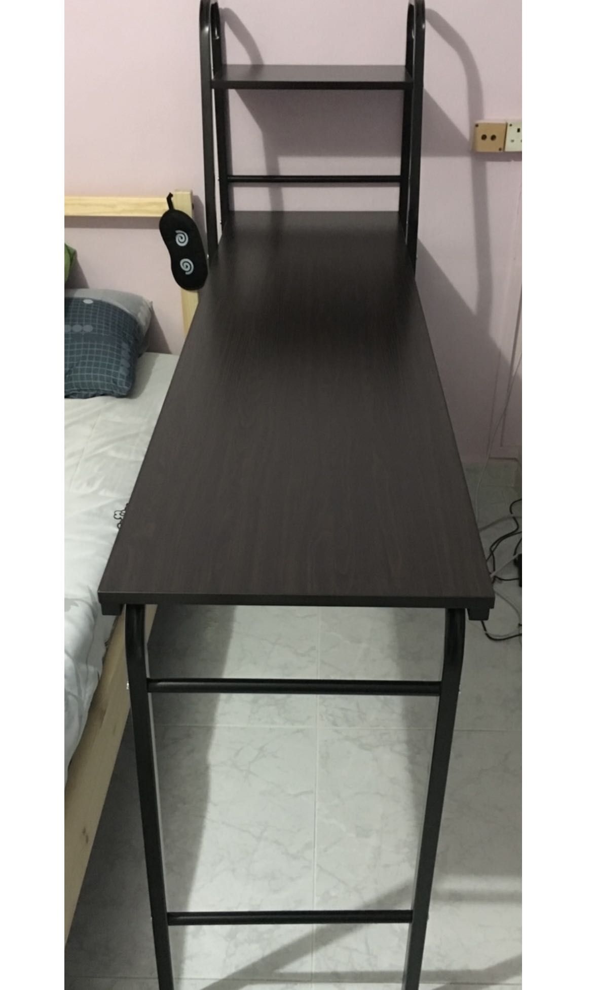 Black/Walnut Clover Desk / Study Table with Storage Bookshelf ...