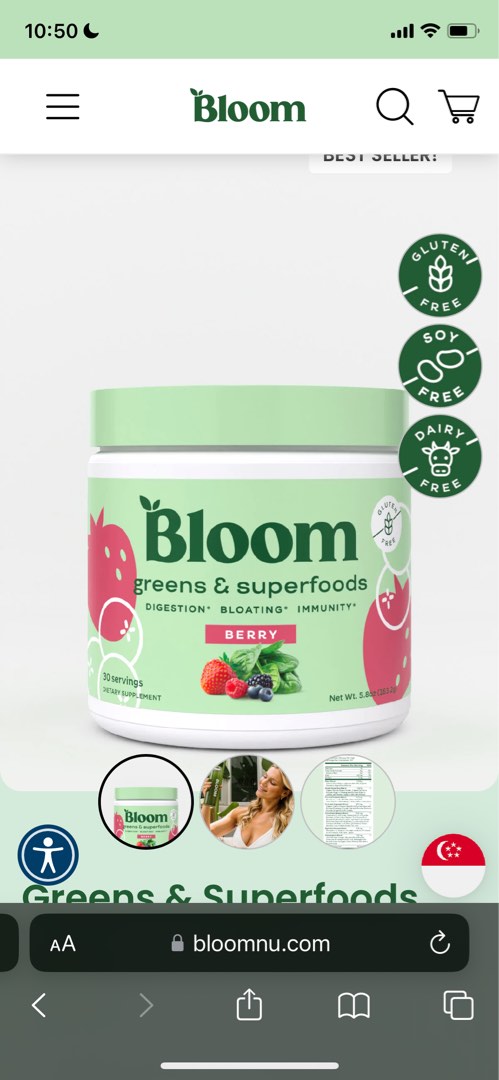 BLOOM NUTRITION Greens and Superfoods Powder - Berry, Health ...