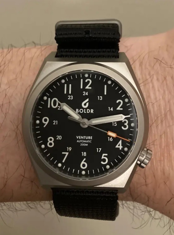 Boldr Venture Carbon Black - Titanium Automatic Field Watch, Men's ...