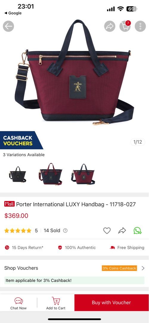 Brand new Porter - LUXY 3 way bag, Women's Fashion, Bags & Wallets, Shoulder Bags on Carousell