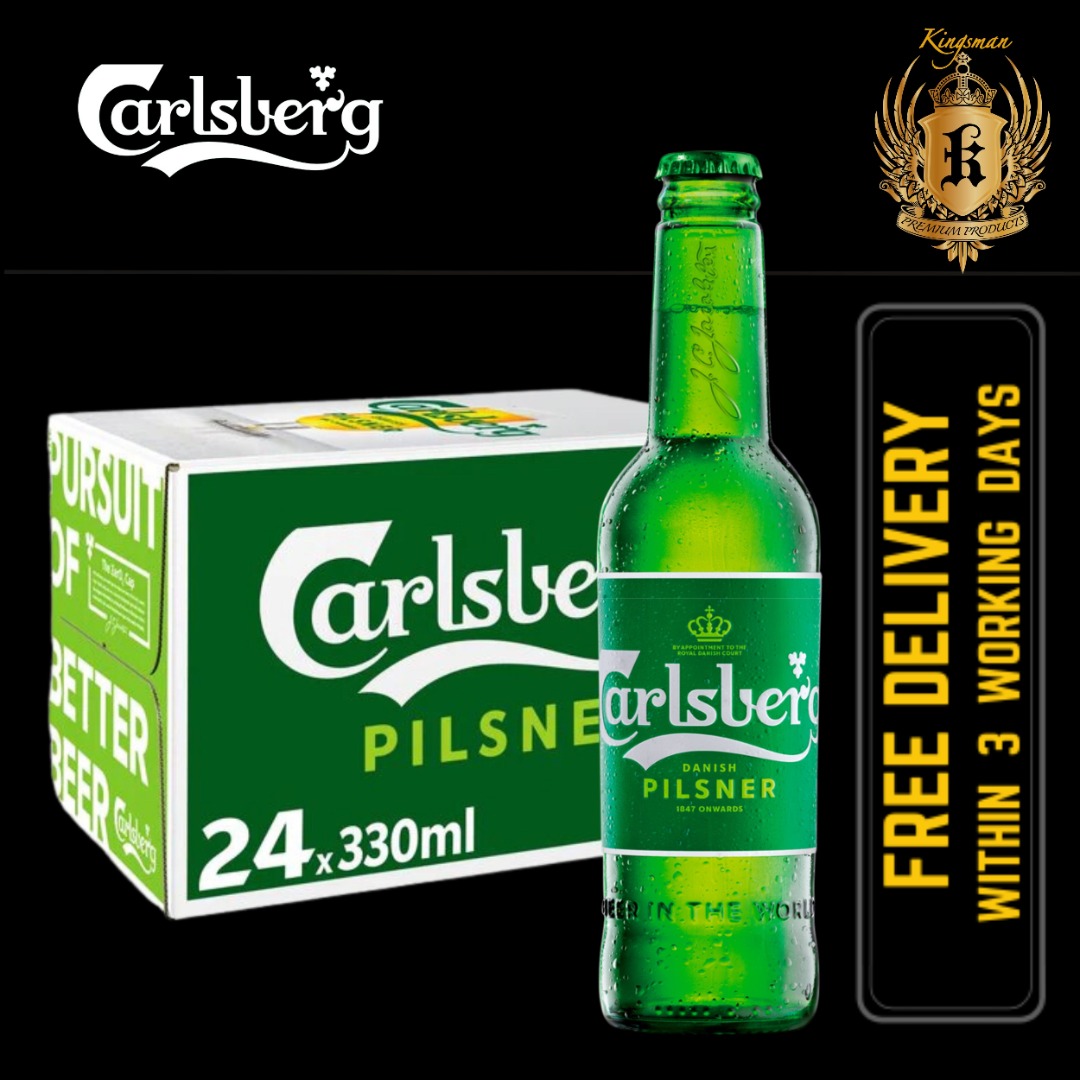 Carlsberg Pilsner Beer Pint 330ml x 24 Bottles (BBD: June 2023), Food ...