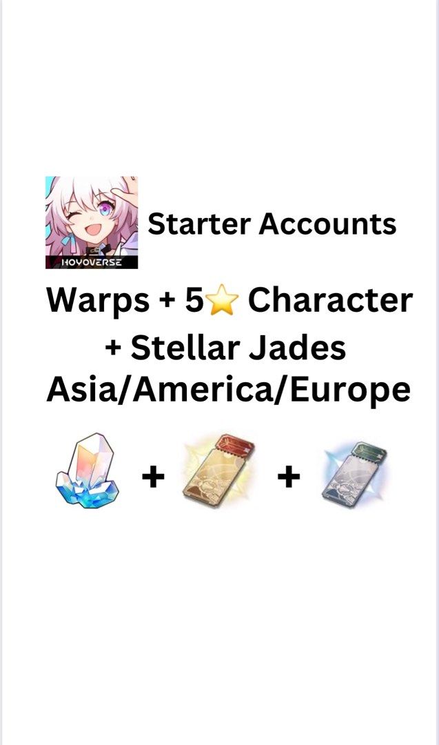 [CHEAP] HSR Honkai Star Rail Account Star Rail Warps + Stellar Jades + Any 5 ⭐️ Character Combo ...