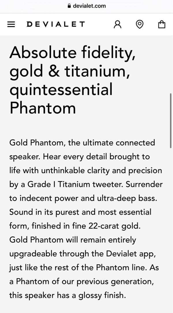 Devialet Gold Phantom 108 dB SPL 1100 Watts RMS, Audio, Soundbars ...