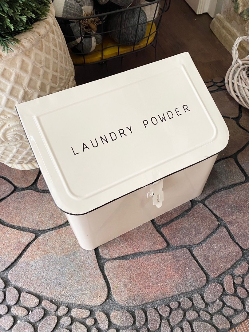 Enamel rustic laundry powder with spatula, Furniture & Home Living ...