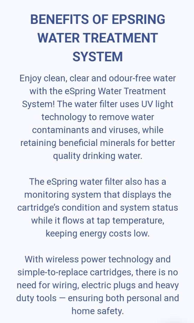 eSpring Water Treatment System, TV & Home Appliances, Kitchen ...