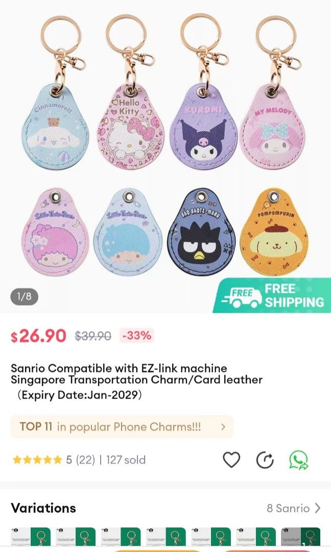 Ezlink charm Sanrio My Melody, Everything Else on Carousell
