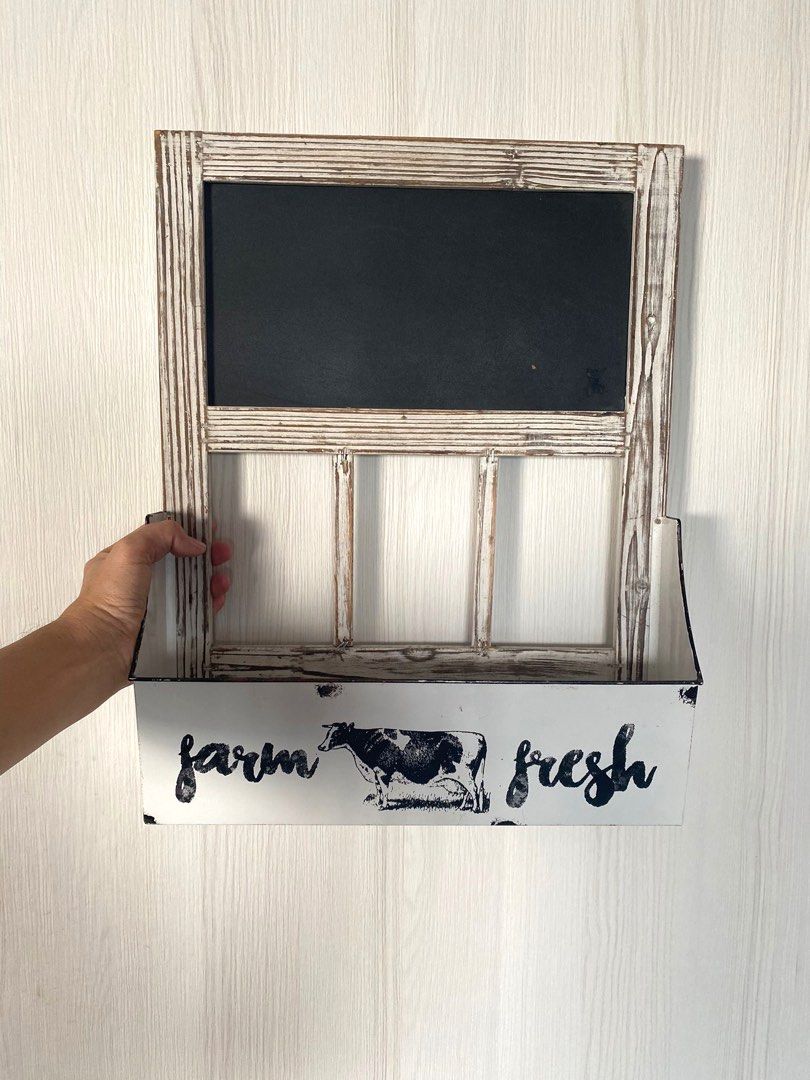 Farm fresh cow rustic chalkboard shelf, Furniture & Home Living, Home Decor, Wall Decor on Carousell