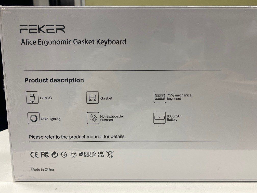 Feker Alice 80 Gasket Ergonomic Hot Swap Mechanical Keyboard, Wireless ...