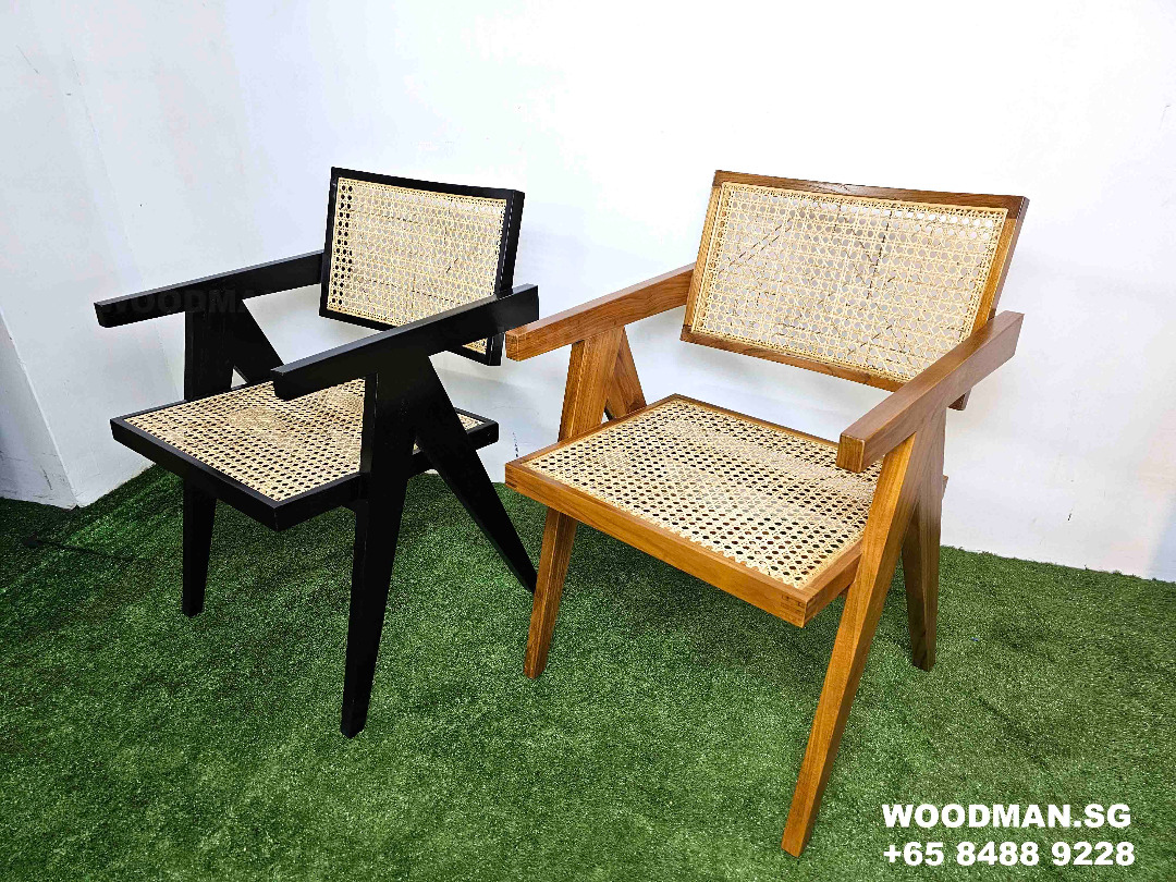 Real Rattan on Teak wood full arm rest dining chairs, Furniture & Home ...