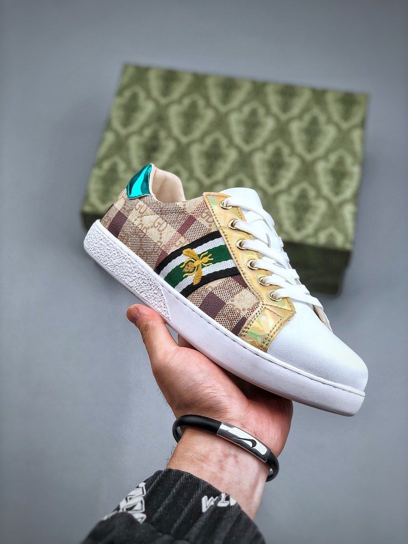 Gucci white shoes series embroidered bee full set of counter packaging ...